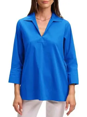Foxcroft Julia Stretch Cotton Blend Shirt - Cobalt Blue