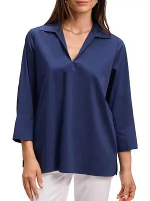 Foxcroft Julia Stretch Cotton Blend Shirt - Navy