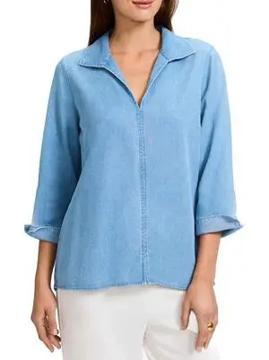 Foxcroft Agnes Denim Shirt - Bleach Wash