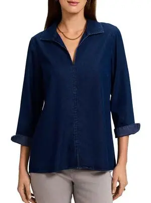 Foxcroft Agnes Denim Shirt - Dark Wash