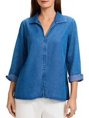 Foxcroft Agnes Denim Shirt - Medium Wash