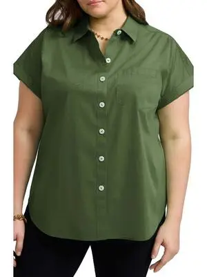 Foxcroft Foxcroft Abigail Short Sleeve Shirt Basil