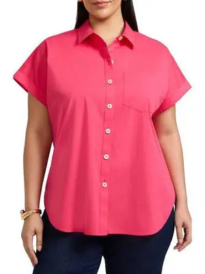 Foxcroft Foxcroft Abigail Short Sleeve Shirt Raspberry