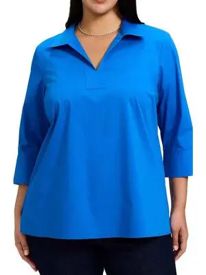 Foxcroft Julia Stretch Cotton Blend Shirt - Cobalt Blue