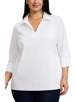 Foxcroft Julia Stretch Cotton Blend Shirt - White