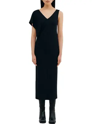 MARCELLA Tulum Asymmetric Maxi Dress - Black