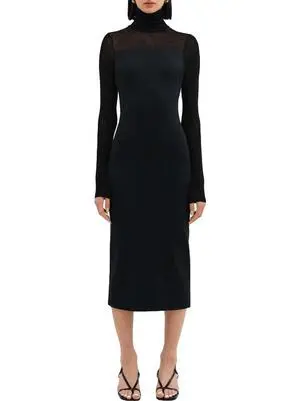 MARCELLA Toronto Long Sleeve Turtleneck Dress - Black