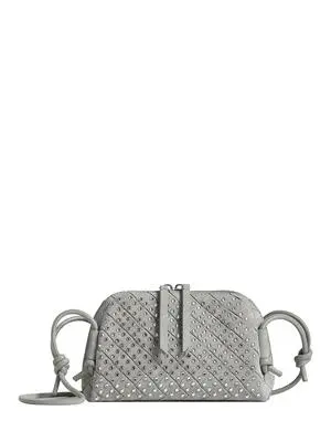 BOTTEGA  VENETA Intrecciato Suede And Strass Pouch - Sterling