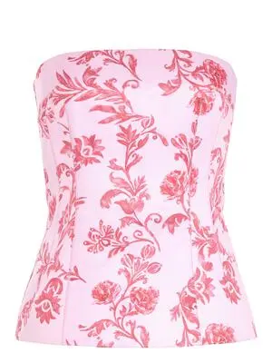 EMILIA WICKSTEAD Kerina Floral Strapless Top - Light Pink