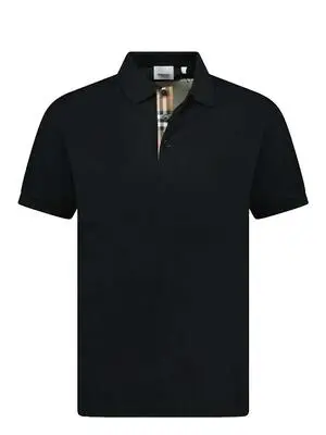 Burberry Hartford Check Placket Polo Shirt - Black