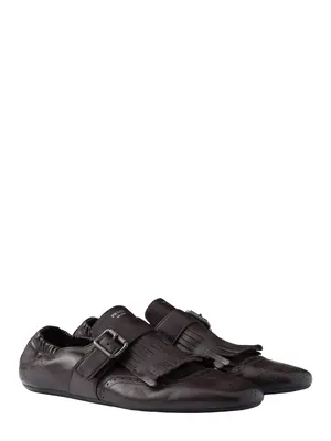 Prada Prada Shuffle Fringed Monk Strap Shoes Ebony