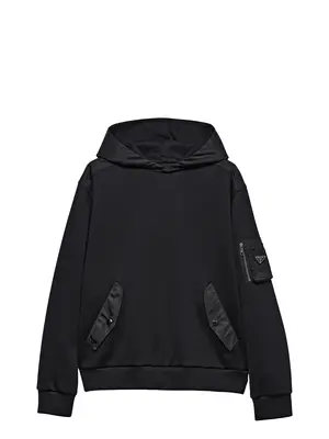 Prada Cotton Fleece And Re-nylon Hoodie - Black/black