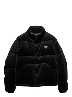 Prada Cropped Corduroy Down Jacket - Black