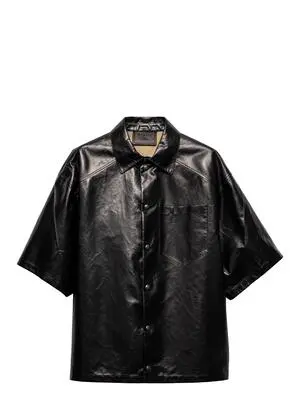 Prada Nappa And Fabric Shirt - Black/sand