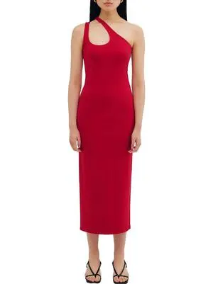 MARCELLA Norwood One-shoulder Midi Dress - Red