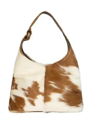 Jeffrey Campbell Wonder Calf Hair Shoulder Bag - Tan White Longhair