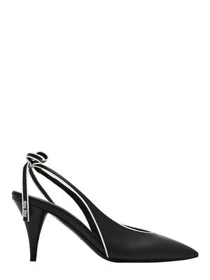 Miu Miu Leather Slingback Pumps - Nero Bianco