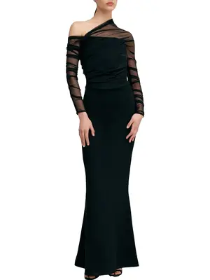 MARCELLA Monroe Long Sleeve Gown - Black