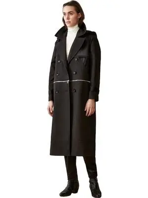 Caalo Water-resistant Convertible Trench Coat - Black