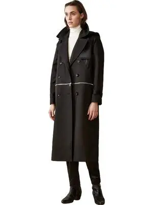 Caalo Water-resistant Convertible Trench Coat - Black