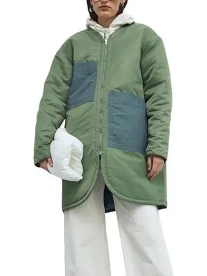 Caalo Reversible Down Coat - Green/blue