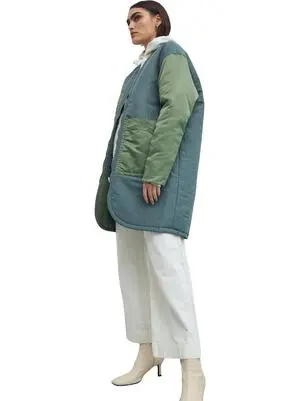 Caalo Reversible Down Coat - Olive Green / Dark Teal