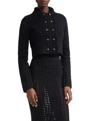 Dolce & Gabbana Virgin Wool Crochet Jacket - N0000 Nero