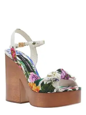 Dolce & Gabbana Gardenia Print Platform Sandal - Mix Fiori Cretonne