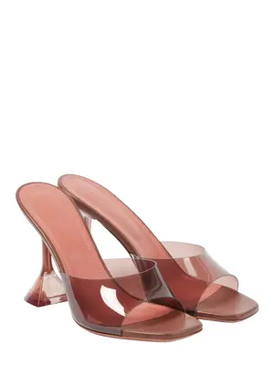 Amina Muaddi Lupita Glass 95 Mules - Brown