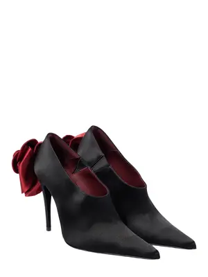 Magda Butrym Floral-appliqué Satin Pumps - Black