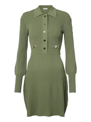 Veronica Beard Lauper Ribbed-knit Dress - Green