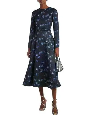 EMILIA WICKSTEAD Capucine Floral Taffeta Faille Cocktail Dress - Blue