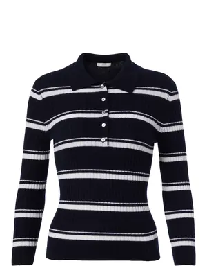 Vince Striped Cashmere And Silk Polo Sweater - Multicoloured