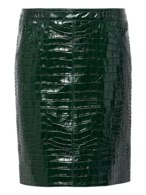 TOM FORD Croc-effect Leather Mini Skirt - Green