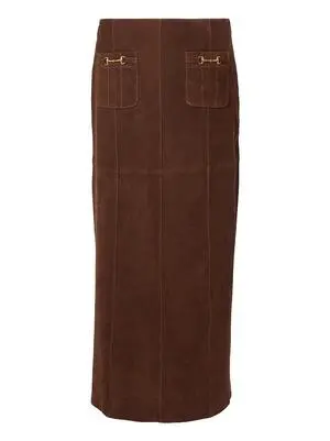 Rixo Rixo Edwina Suede Skirt Brown