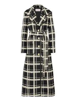 Valentino Garavani Mossi Wool-blend Tweed Coat - Black
