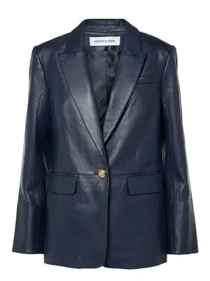 Veronica Beard Vega Leather Blazer - Blue