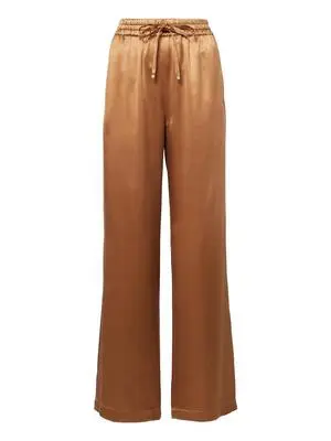 Dolce & Gabbana Silk Wide-leg Pants - Brown
