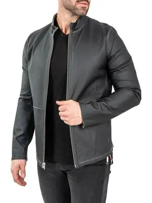 MACEOO Reversible Leather Jacket - Grey