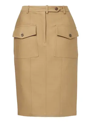 TOM FORD Cotton-blend Tricotine Midi Skirt - Beige