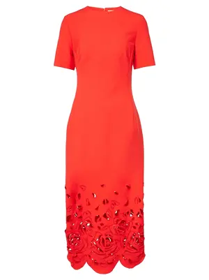 Oscar De La Renta Floral Cutout Cocktail Dress - Orange