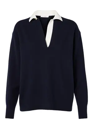 Vince Wool And Cashmere-blend Polo Sweater - Blue