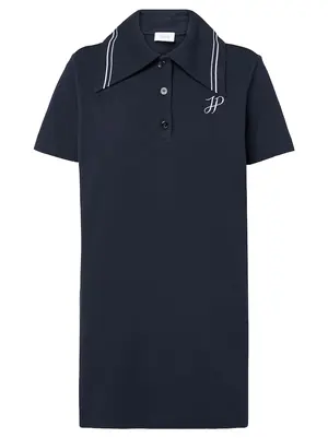 PATOU Logo Cotton Pique Polo Dress - Blue