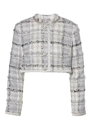 Dolce & Gabbana Checked Cropped Lame Tweed Jacket - Grey