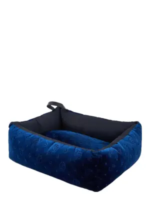 Giorgio Armani Poldo X Dog Bed In Monogram Jacquard Velvet - Blue