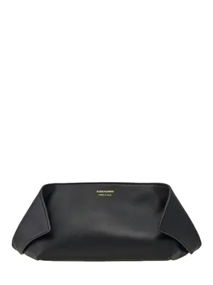 FERRAGAMO Folded Calfskin Pouch - Black