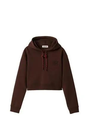 Miu Miu Cotton Fleece Hoodie - Cocoa Brown