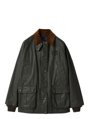 Miu Miu Resin-finish Poplin Caban Jacket - Forest Green