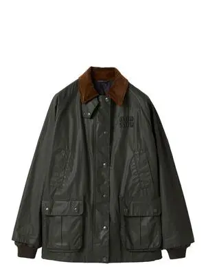 Miu Miu Resin-finish Poplin Caban Jacket - Forest Green