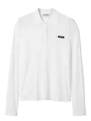 Miu Miu Ribbed Jersey Polo Shirt - White